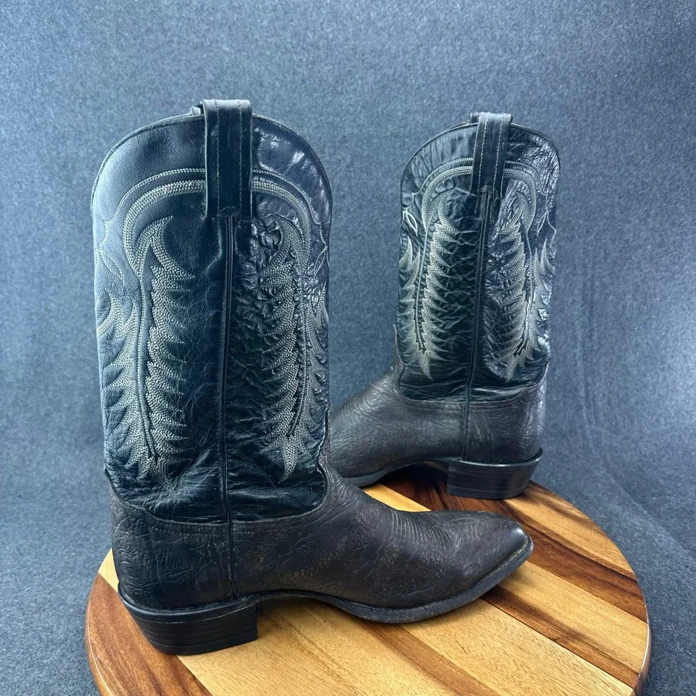 Tony Lama | Shoes | Tony Lama 6252 Mens 2d Black Grey Sueded Bull ...